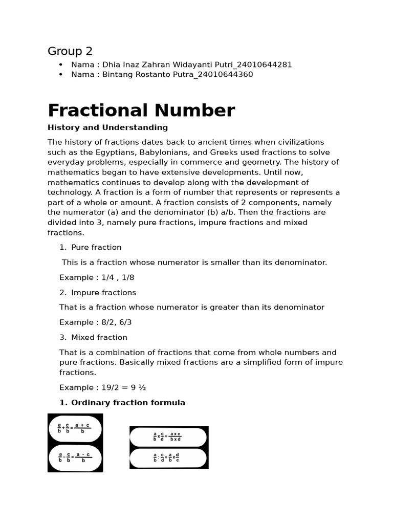 Fractional Number Group 2 English | PDF | Teaching Methods & Materials