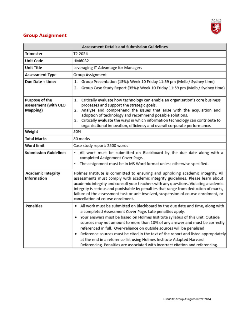 HM6032 Assignment Group Case Study | PDF
