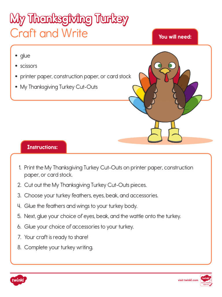 My Thanksgiving Turkey Craft and Write Activity | PDF
