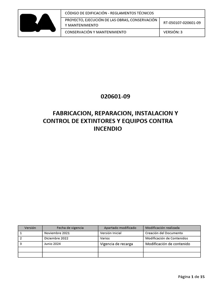 Reglamento Técnico RT-050107-020601-09 | PDF