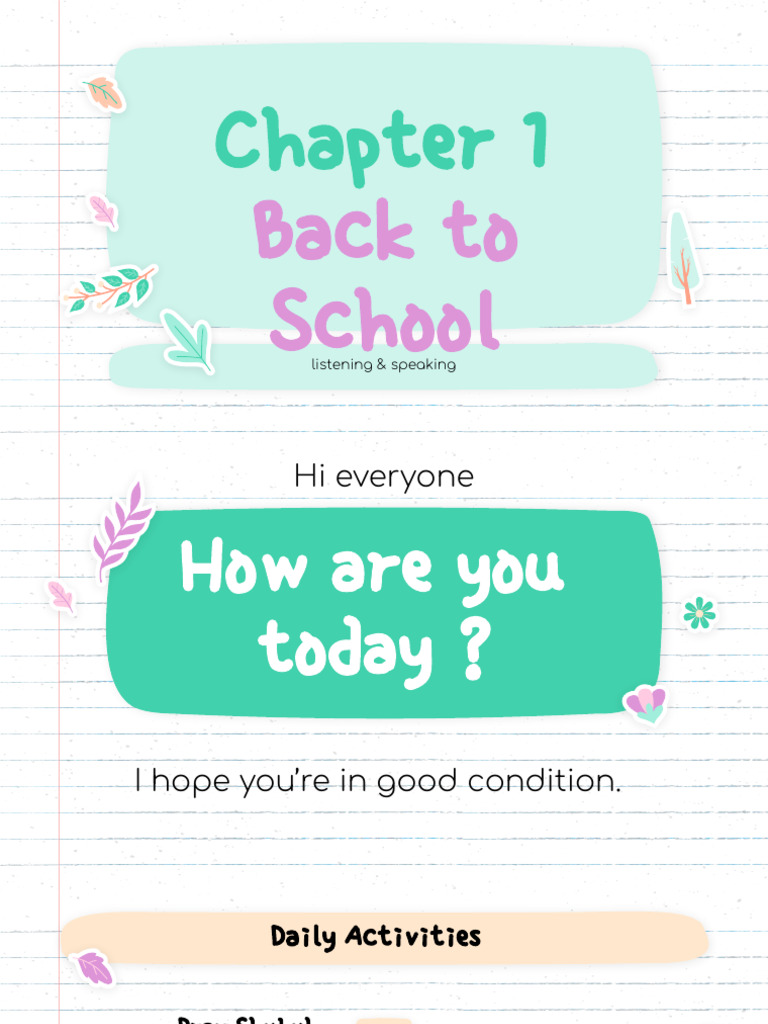 Chapter 1 Back To School (Listening & Speaking) | PDF