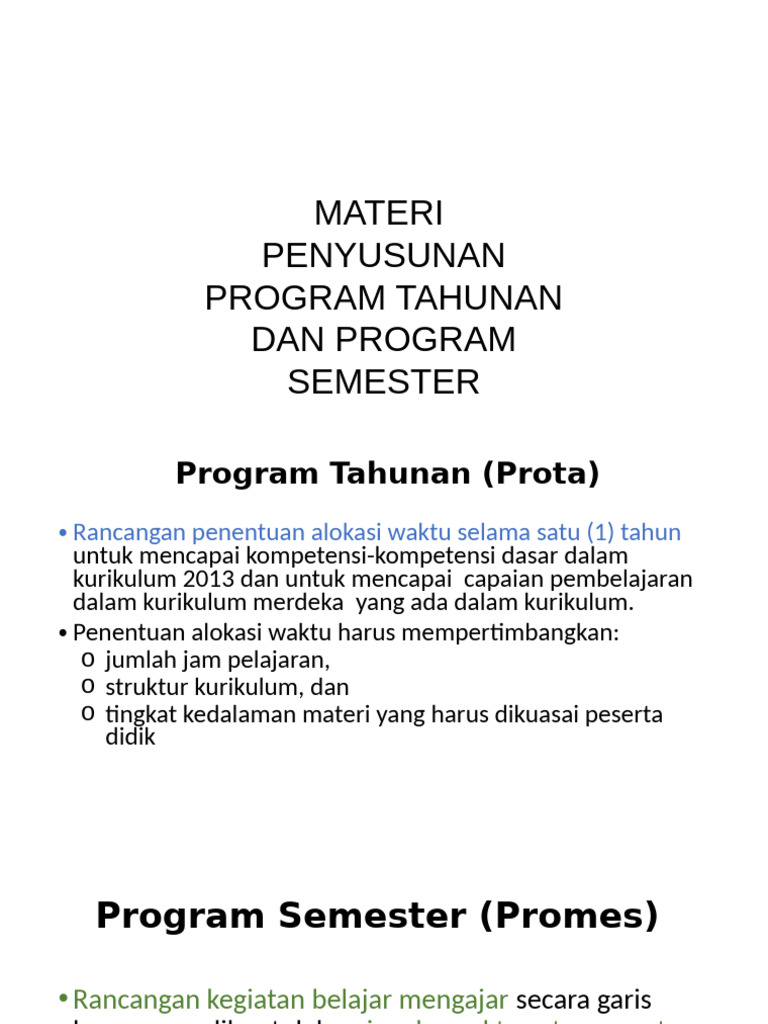 Materi Penusunan Prota Prosem | PDF
