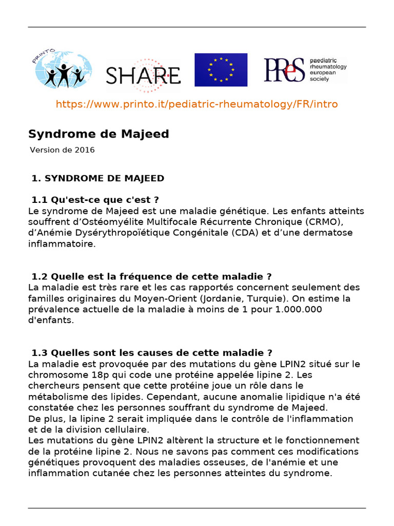 Syndrome de Majeed | PDF
