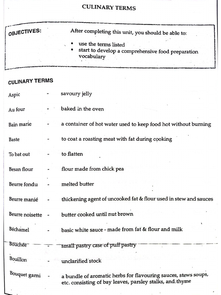 Culinary Terms | PDF