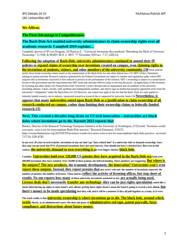 University Patents 1AC - 24-25 | PDF