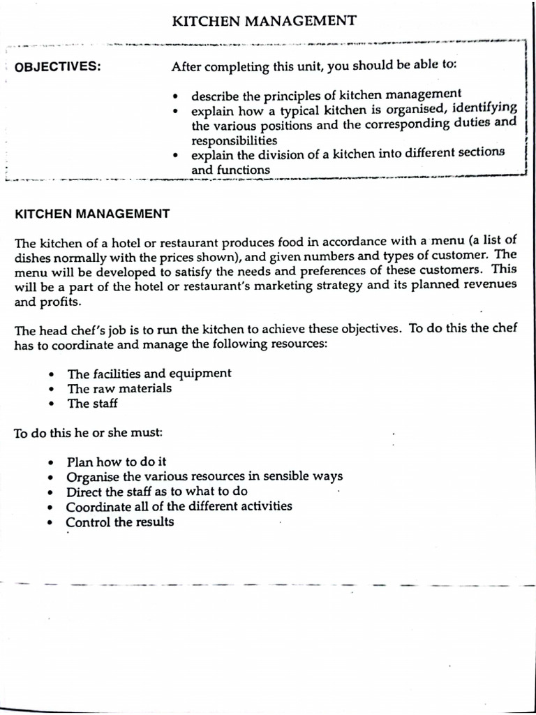 Kitchen Management | PDF