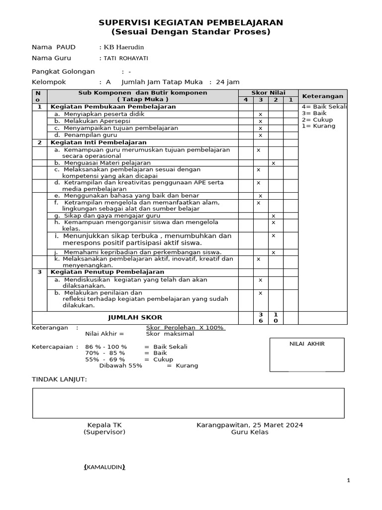 Supervisi PAUD Jateng | PDF