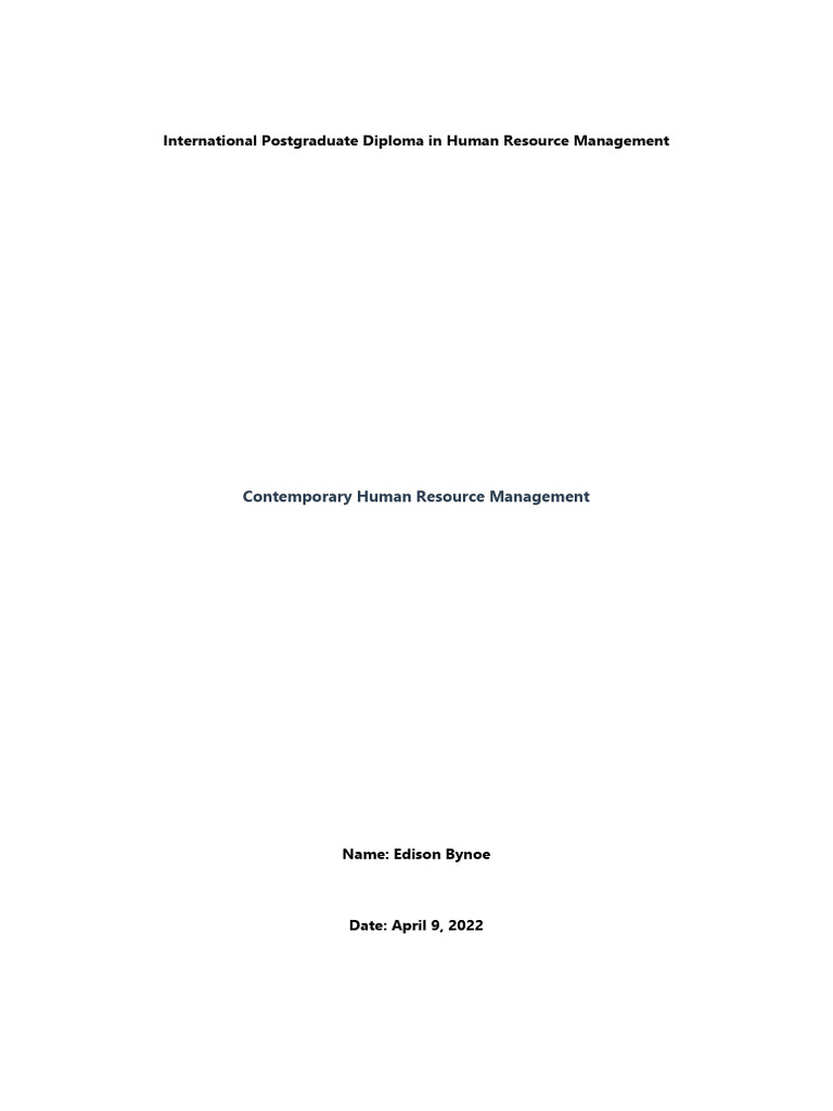 Contemporary Human Resource Management | PDF