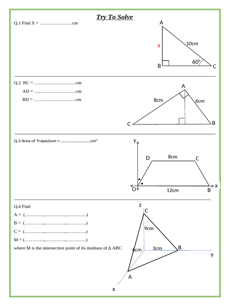 Geometry Question Paper in Word | PDF