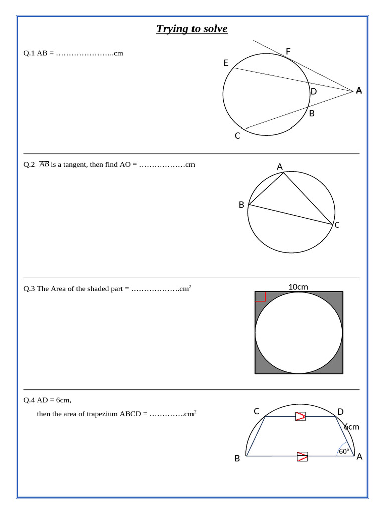 Geometry Question Paper in Word 2 | PDF