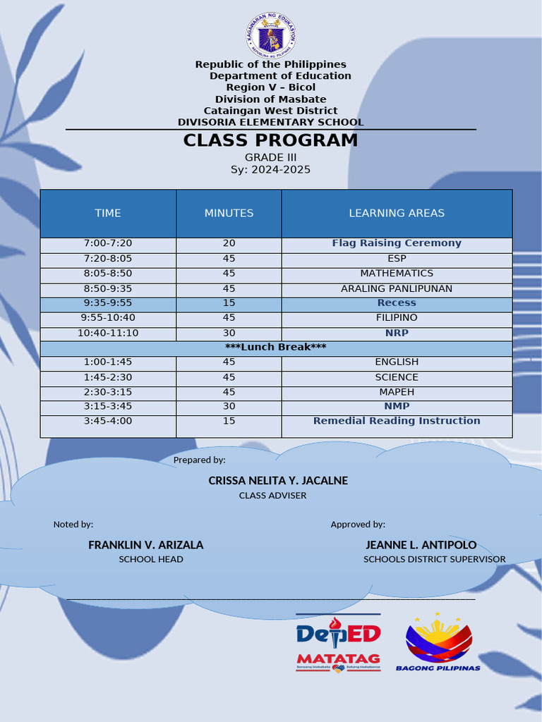 GRADE III Class program | PDF