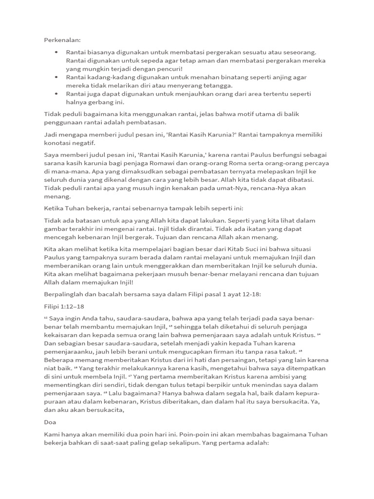 Rantai Kasih Karunia | PDF