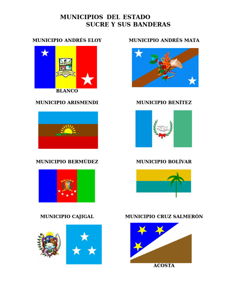 Municipios y Banderas del Estado Sucre | PDF | Viajes y turismo ...