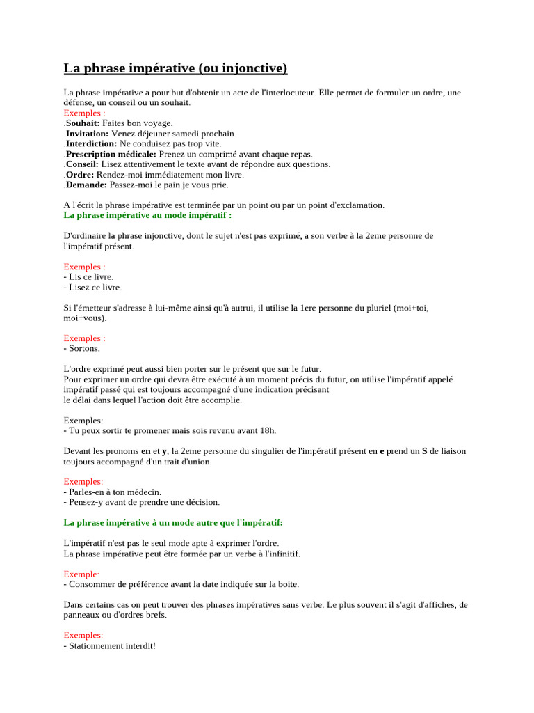La Phrase Impérative | PDF