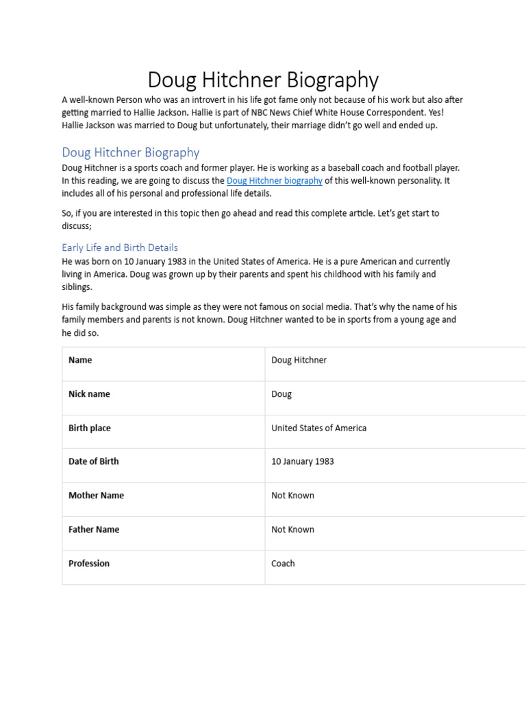 Doug Hitchner Biography | PDF