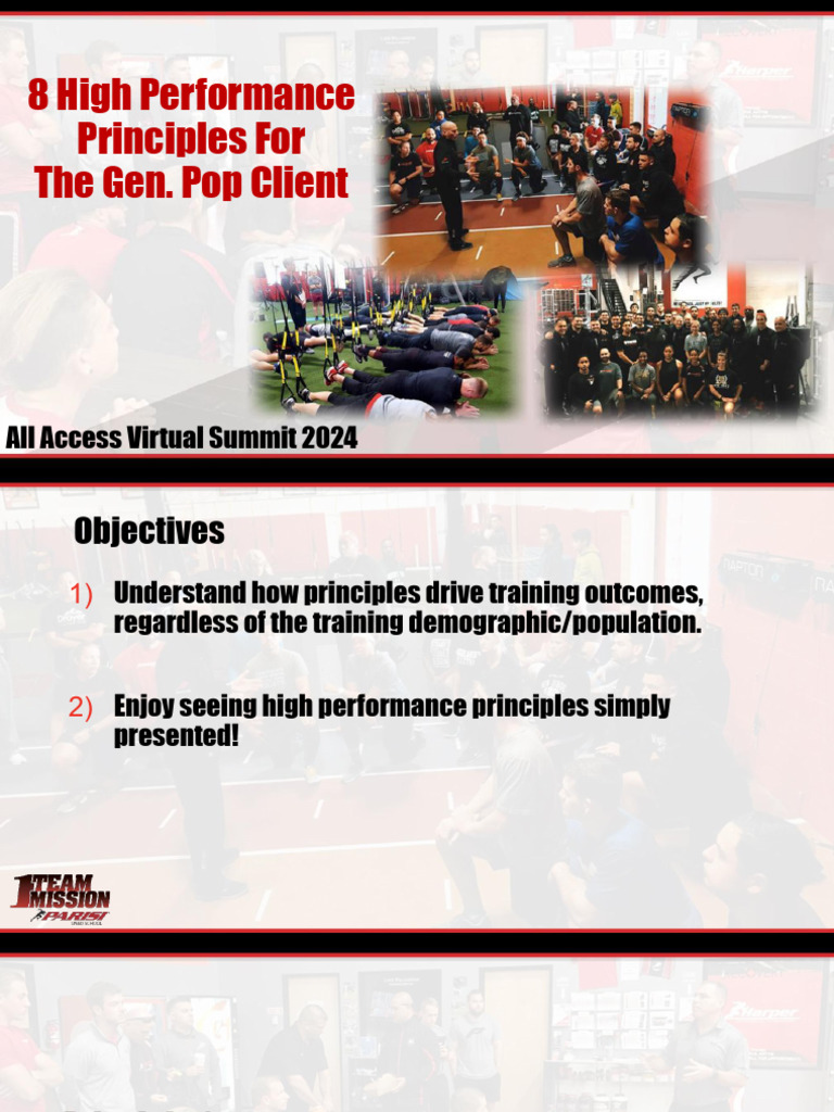 All Access Summit - High Performance Principles For GenPOP | PDF