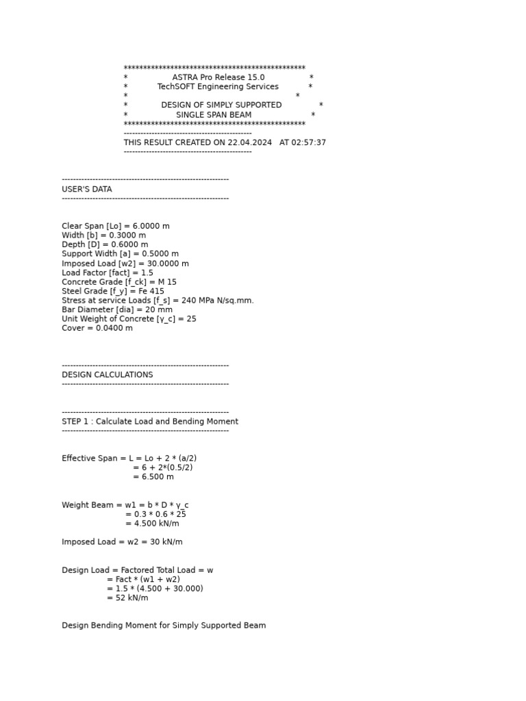 Structural Simply Supp Sing Span Beam | PDF