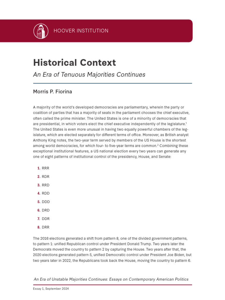 Historical Context: An Era of Tenuous Majorities Continues (Essay 1 ...