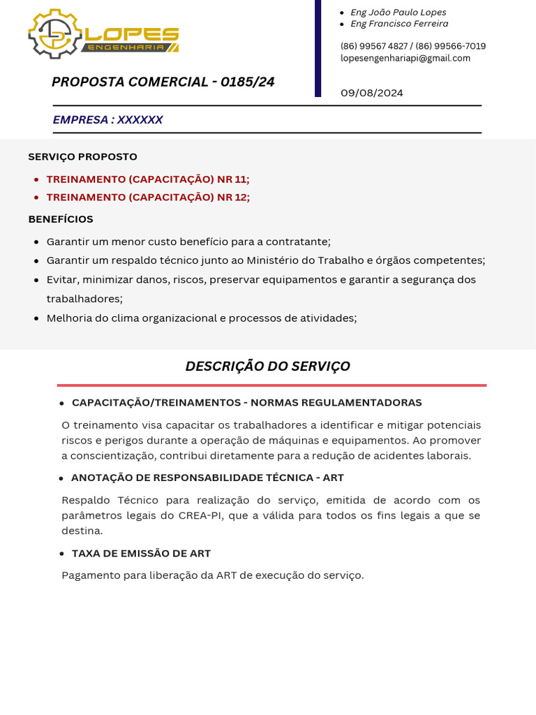 Proposta Comercial Orçamento de Prestação de Serviços Simples Preto e ...
