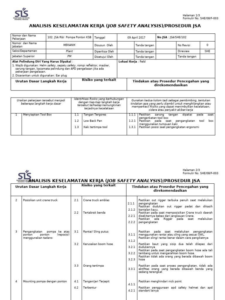 JSA Assembly Pompa - Doc 2 | PDF