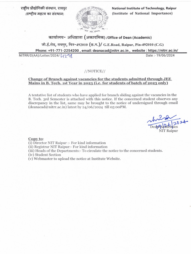 Notice - Branch Sliding19-06-2024 | PDF