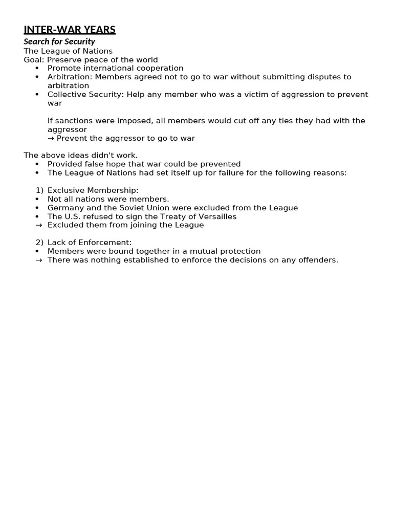 INTER WAR YEARS | PDF