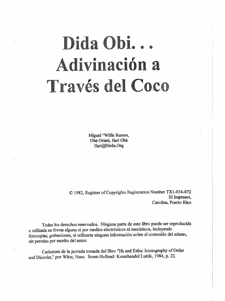 Dida Obi Adivinación A Través Del Coco. (Miguel Willie Ramos) | PDF