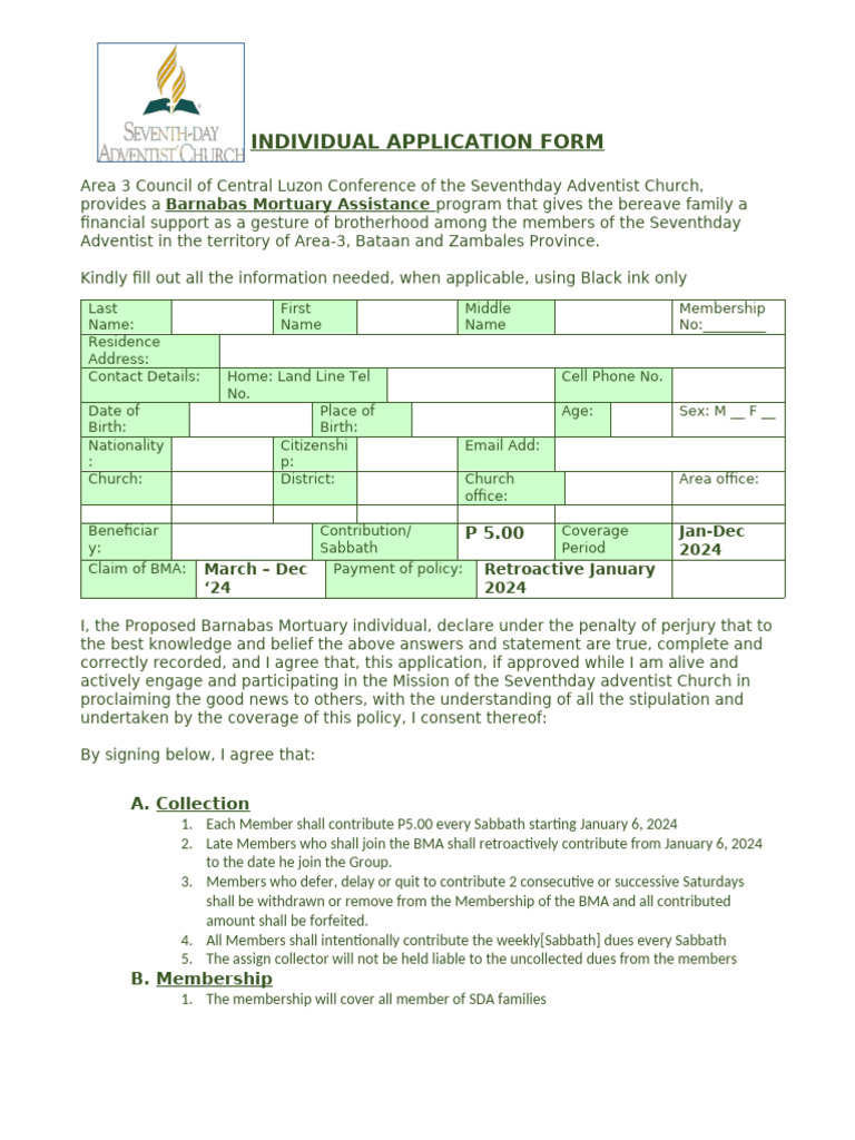 INDIVIDUAL-APPLICATION-FORM-Barnabas-Mortuary | PDF