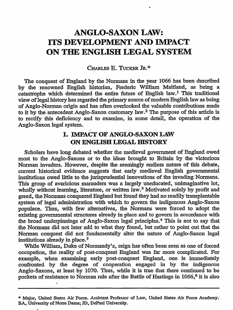 Anglo Saxon Law Its Development and Impa | PDF