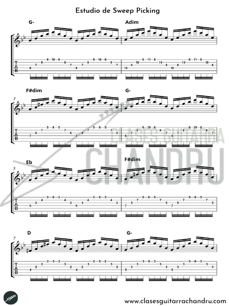 Estudio de Sweep Picking - Partitura Completa | PDF