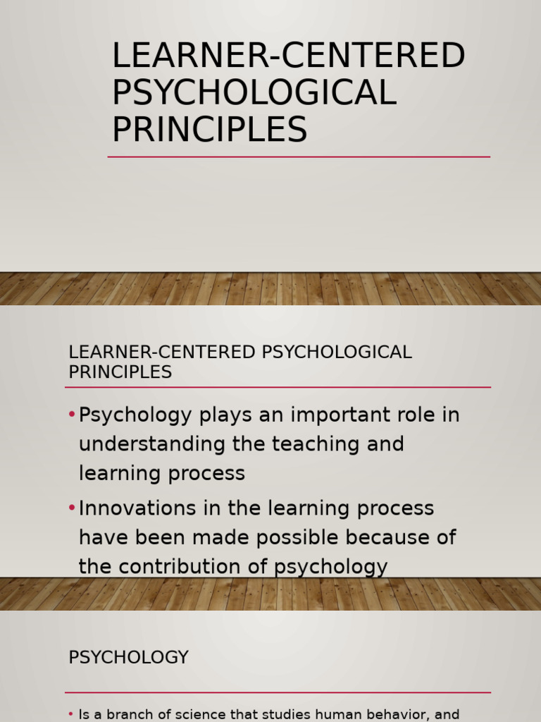 Learner Centered Psychological Principles | PDF