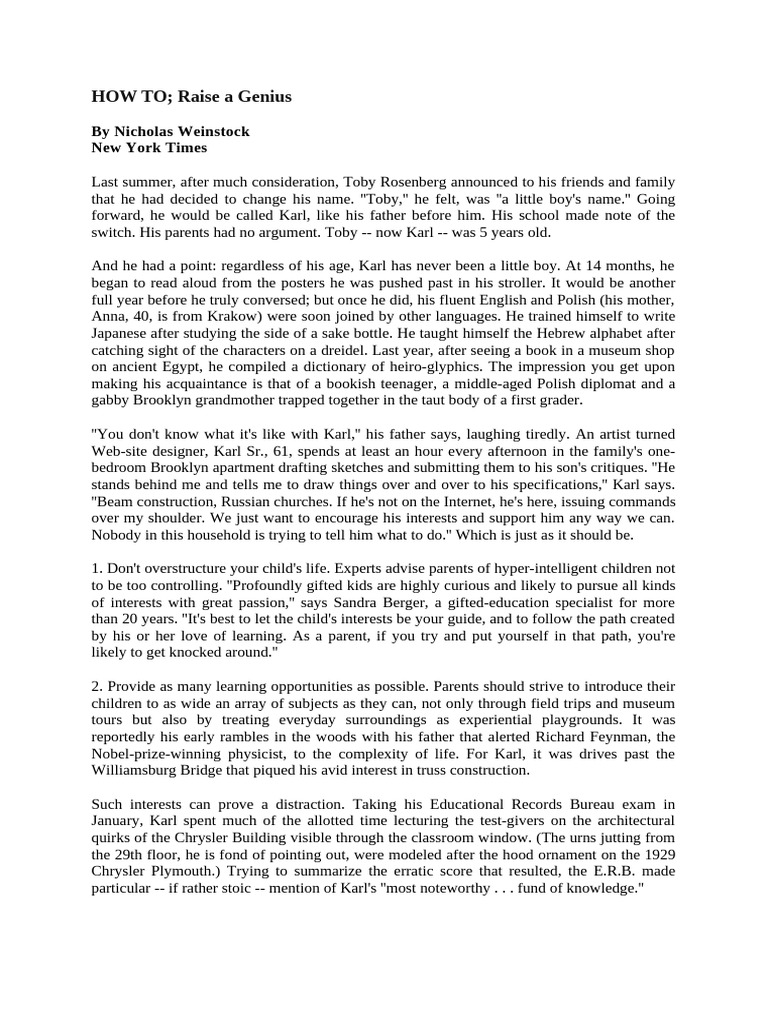 How To Raise A Genius | PDF | Wellness