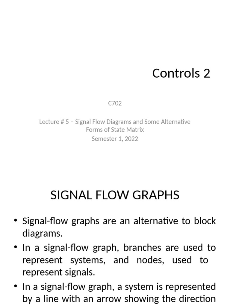 Lecture 5 - Signal Flow Diagrams and Some Alternative State Matrix Form | PDF
