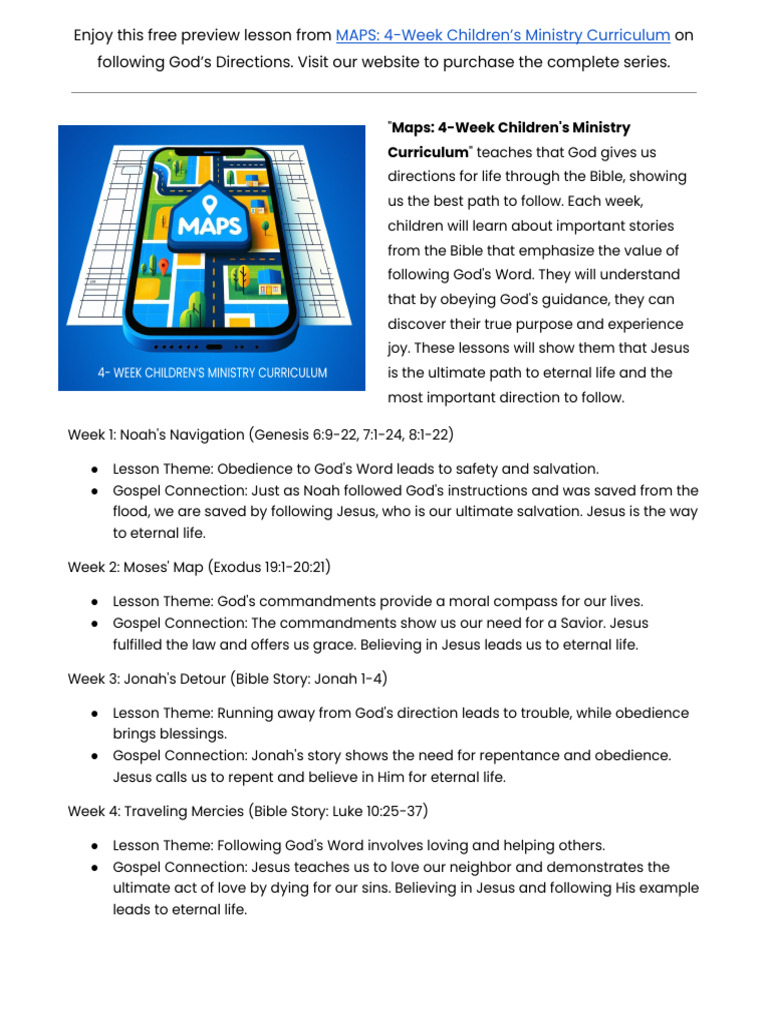 Noahs Navigation - Sample Lesson From MAPS Curriculum | PDF