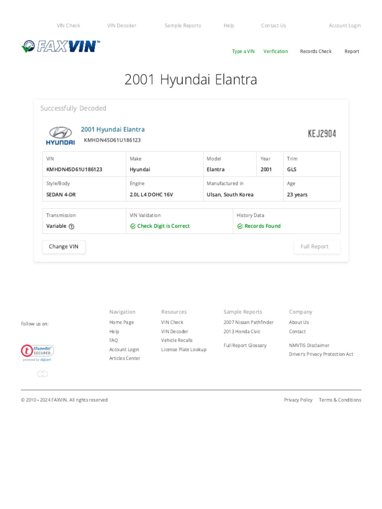 License Plate Decode Result KEJ2904 OH - FAXVIN | PDF