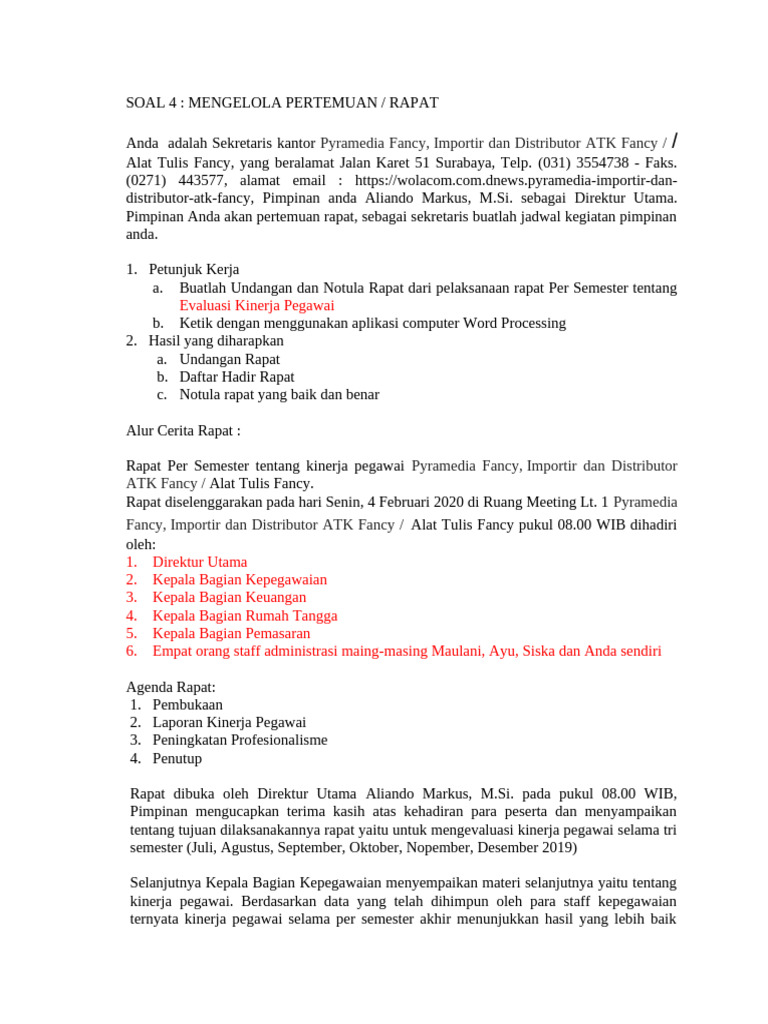 Lat Soal Notula Rapat Pdf