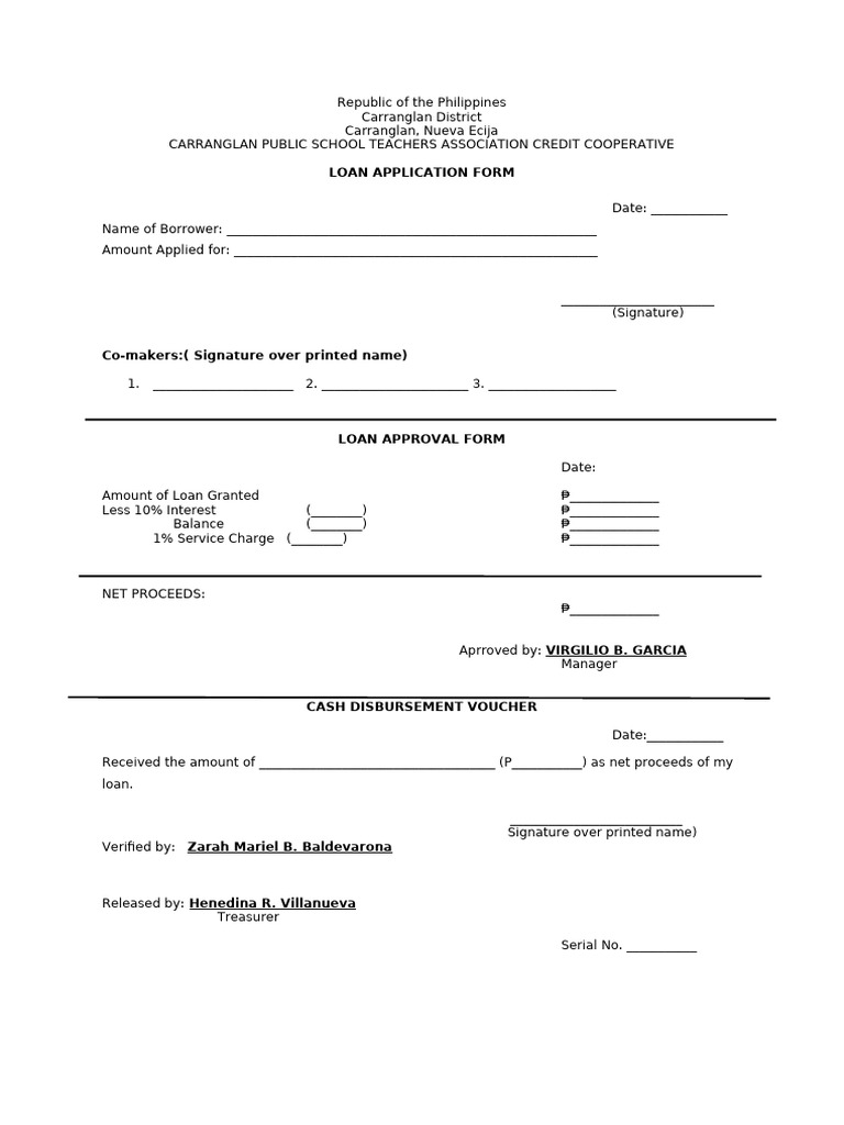 COOPERATIVE SAMPLE FORM | PDF