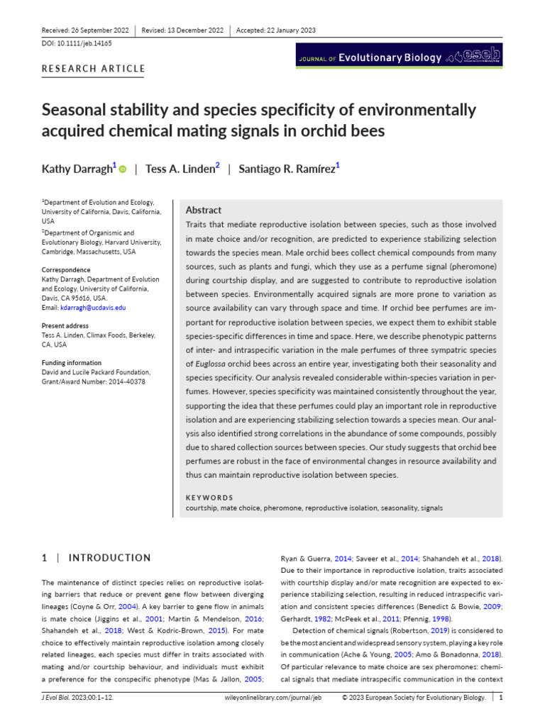 Seasonal Stability and Species Specificity of Environmentally Acquired ...