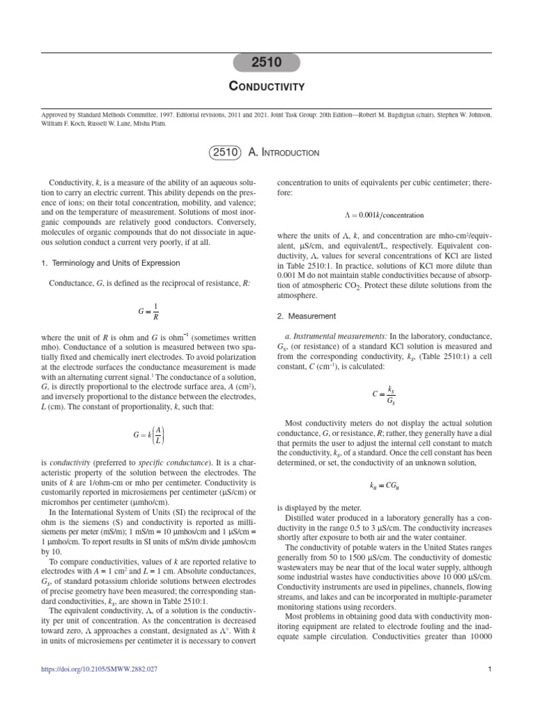 2510 Conductivity | PDF