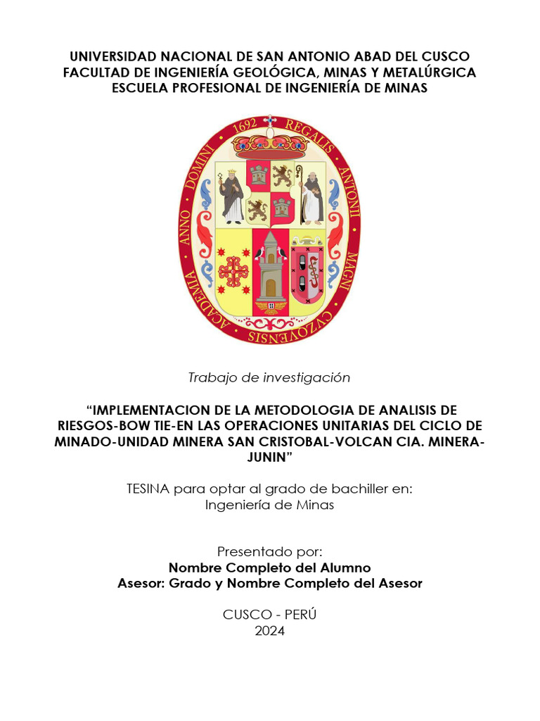 Formato de Tesina MInas-UNSAAC | PDF