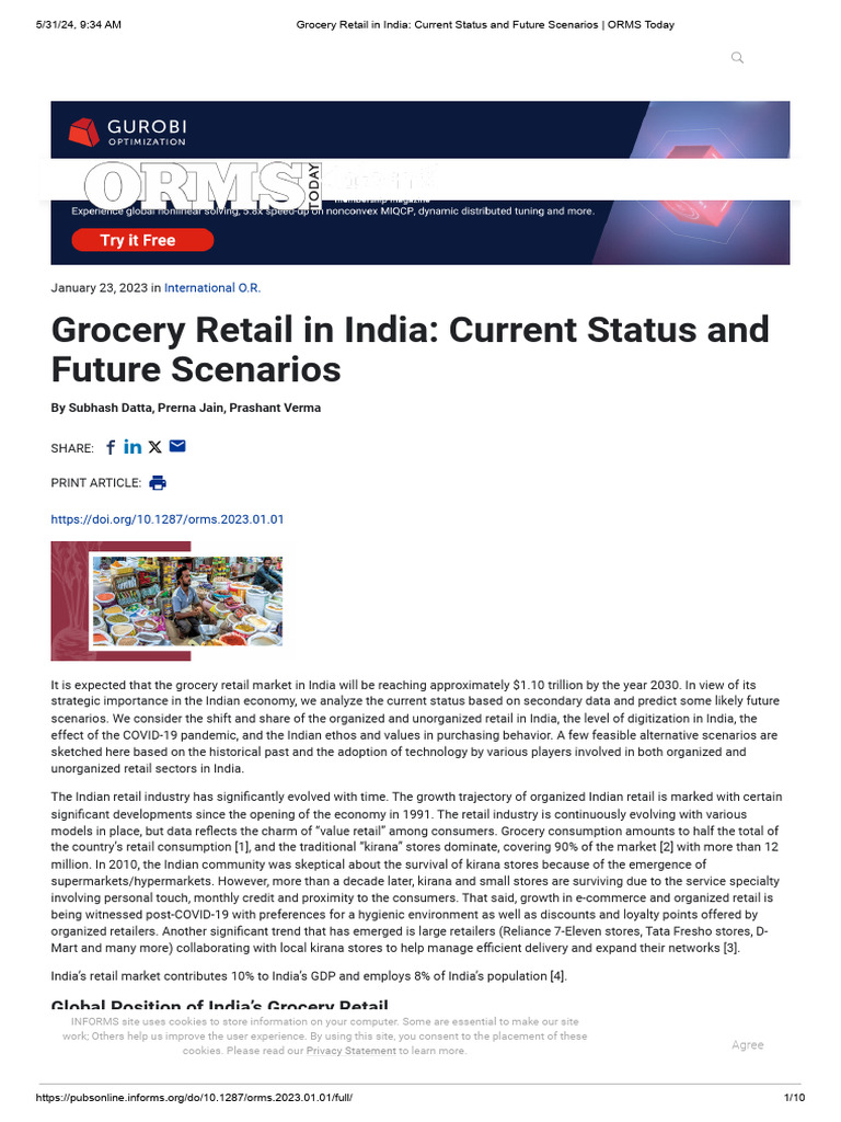 Grocery Retail in India - Current Status and Future Scenarios - ORMS ...