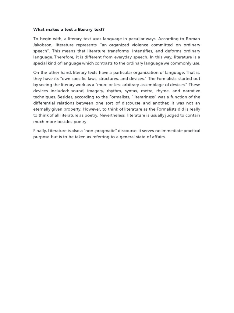What Makes A Text A Literary Text | PDF