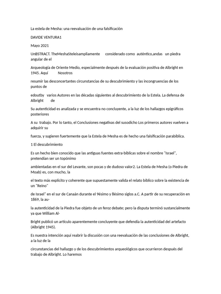 La Estela de Mesha Tarea | PDF