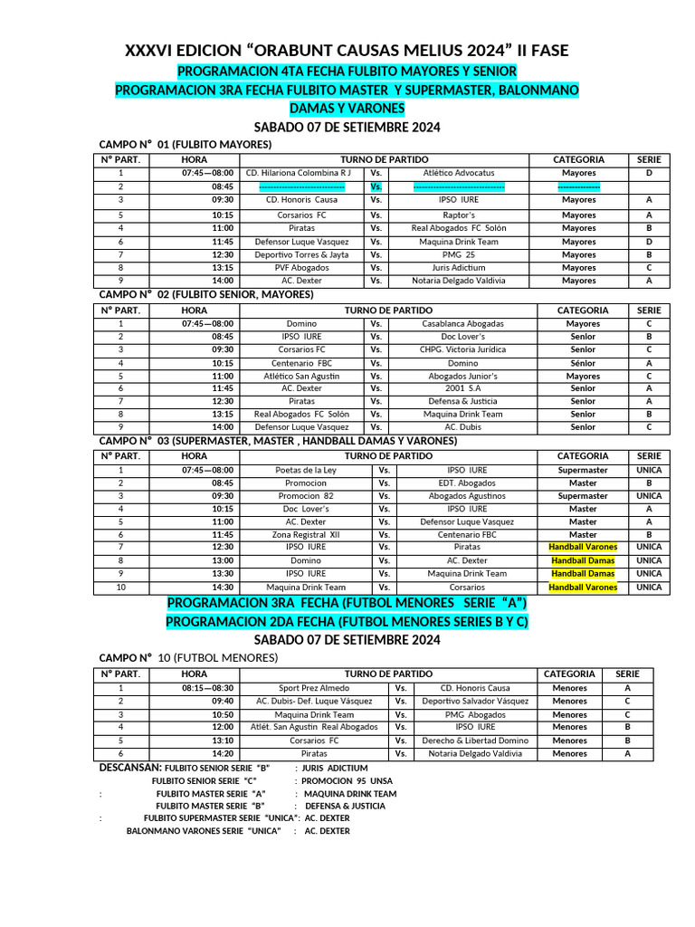 Programacion Orabunt 07 de Setiembre 2024 Completo Okkkkkk | PDF