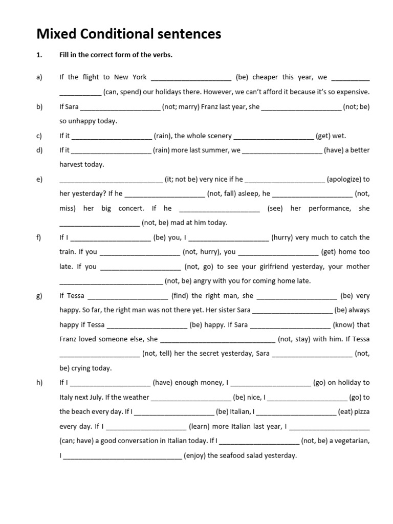 Mixed Conditional Sentences | PDF