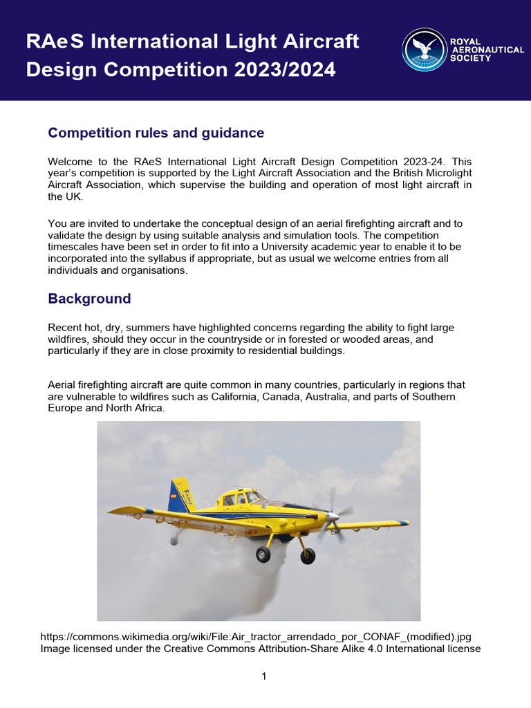 Raes International Light Aircraft Design Competition 2023 24 Rules v15 | PDF