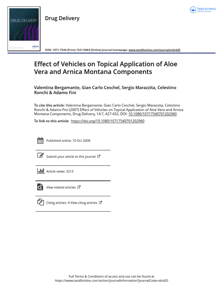 Effect of Vehicles On Topical Application of Aloe Vera and Arnica ...