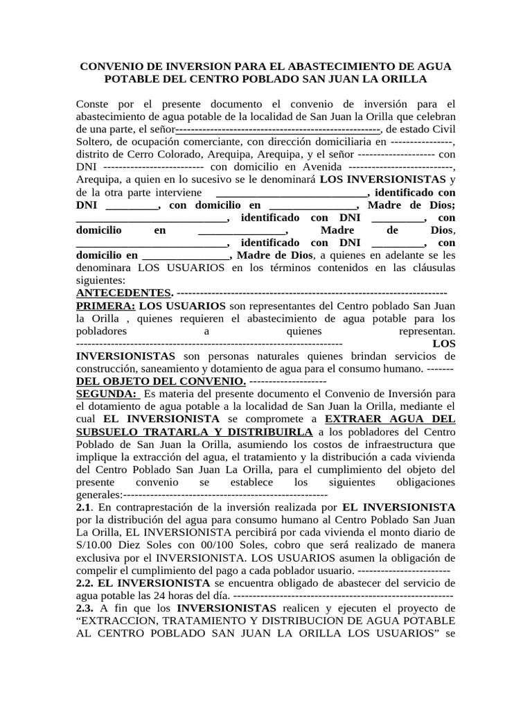 Convenio de Inversion | PDF