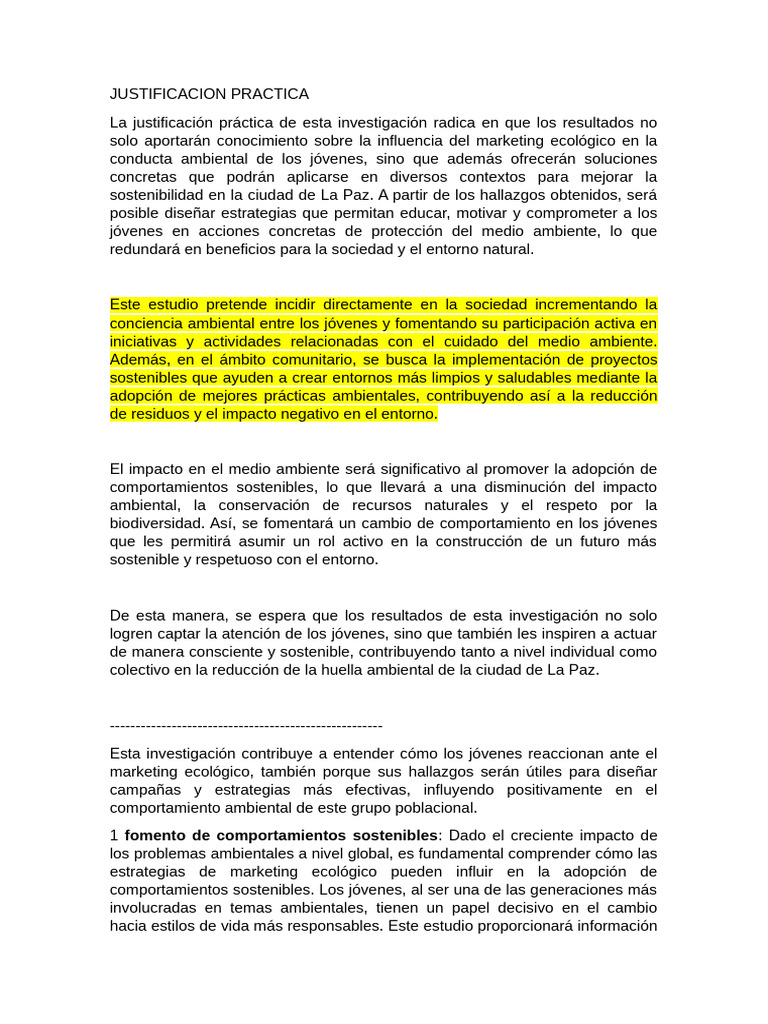 JUSTIFICACION PRACTICA | PDF