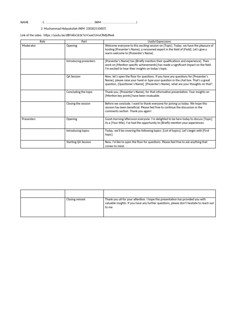 Conference Observation Worksheet | PDF